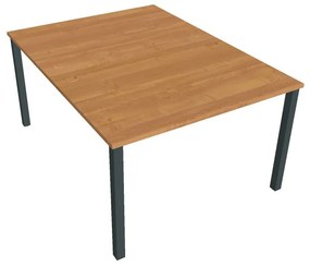 Dvojstůl pracovní rovný 120×160 cm - Hobis Uni USD 1200 Dekor stolové desky: olše, Barva nohou: černá