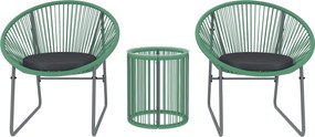 Outsunny Sada Zahradního Nábytku z Poly Rattanu, Zahradní Nábytek na Balkon pro 2 Osoby, 3-dílná Bistro Sada se 2 Židlemi, Bočním Stolkem, Polstry na