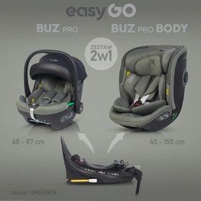 Sada autosedaček 2v1 EasyGo Buz Pro a Buz Pro Body Greener