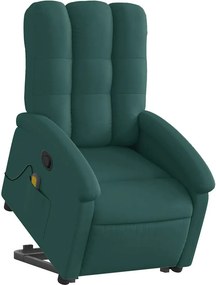 Zvedací masážní polohovací křeslo tmavě zelené textil 3204110