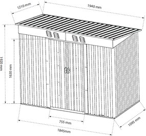 Zahradní domek BestBerg BBSH-406A / 2,25 m² / 121 x 194 x 192 cm / antracit/bílá