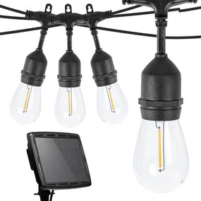 Venkovní solární dekorační řetěz s 15 LED žárovkami E27, 15 m