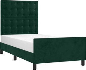 Rám postele bez matrace tmavě zelená 100 x 200 cm samet 3125986