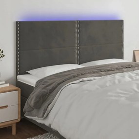 Čelo Postele S Led Tmavě Šedé Samet Tmavě šedá 180 x 5 x 118/128 cm