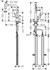 Hansgrohe Talis Select M51 Dřezová baterie s vytahovací sprškou, 2-polohová, nerezová ocel 73868800