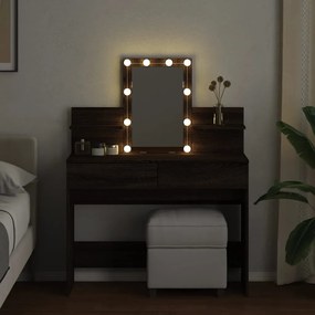 Toaletní Stolek S Led Hnědý Dub 100 X 40 X 130 Cm