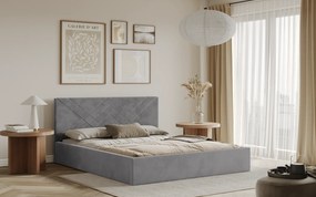 Postel PADWA 140x200 světlešedá s úložným prostorem