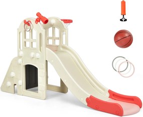 Costway Dětská skluzavka šplhací skluzavka s basketbalovým košem míčem