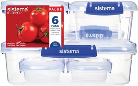 Sada těsnících dóz, krabiček na jídlo 6 ks Sistema - KLIP IT PLUS