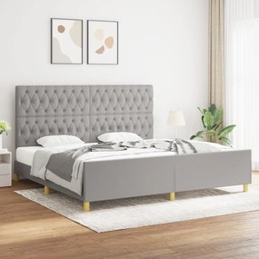 Rám postele s čelem světle šedý 200x200 cm textil 3125324