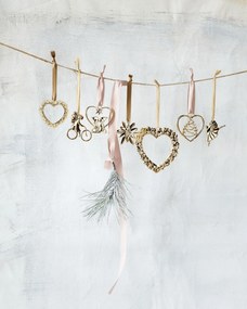 Ozdoba na vánoční stromek Karen Blixen srdce s květinami 11,5 cm zlatá