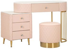 Designový toaletní stolek s taburetkou Pembroke růžový