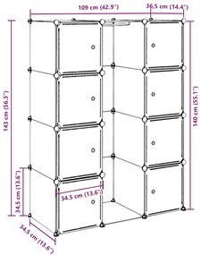 vidaXL Marketos Modulární skříň s 9 přihrádkami 109x36,5x143 cm bílá