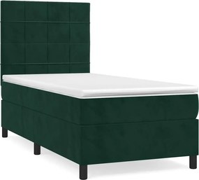 Box spring postel s matrací tmavě zelená 80 x 200 cm samet 3142992