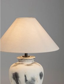 Bílá/šedá keramická stolní lampa s textilním stínidlem (výška 55 cm) Lupe – Nova Luce