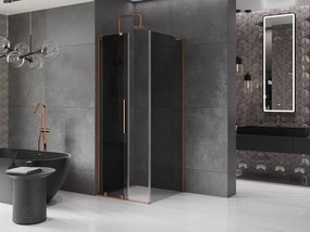 Mexen Velar L, sprchový kout s posuvnými dveřmi 110 x 110 cm, 8mm šedé sklo, růžové zlato, 871-110-110-43-60