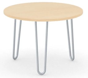 Kulatý konferenční stůl SPIDER, průměr 60 cm, šedostříbrná podnož, buk