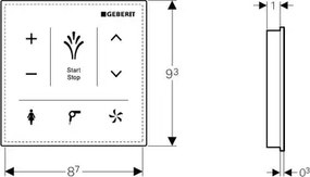 Geberit - Nástěnný ovládací panel pro elektronický bidet, černá