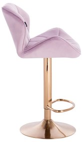 Velurová barová židle MILANO - světle fialová na zlaté podstavě