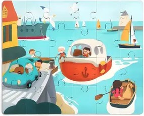 TOP BRIGHT Dřevěné puzzle s hračkou Loď / 24 dílků