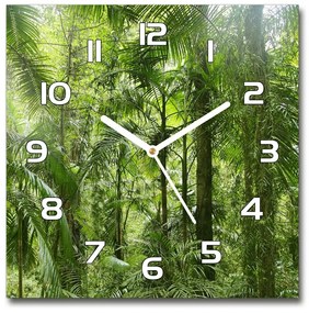 Wallmuralia Skleněné hodiny čtverec Tropický les 30x30 cm