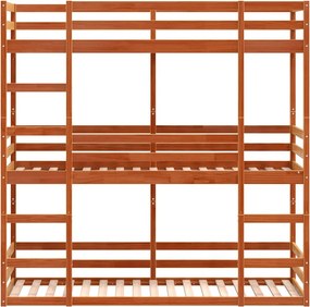 Třípatrová postel voskově hnědá 90x190 cm masivní borové dřevo 3284259