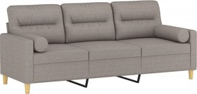 3místná pohovka s polštáři taupe 180 cm textil 3200836