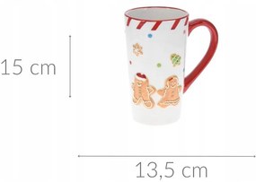 Keramický hrnek Lissa 15 cm bílý/červený