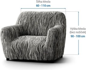 Bielastické potahy UNIVERSO NOVÉ žíhané černobílé křeslo (š. 60 - 110 cm)