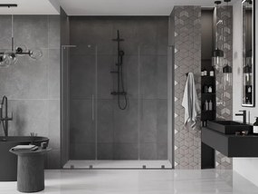 Mexen Velar L Duo, posuvné sprchové dveře do otvoru 200 cm, 8mm čiré sklo, broušený grafit, 871-200-003-02-95