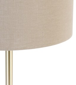 Klasická stolní lampa mosaz se stínidlem světle hnědá 35 cm - Simplo