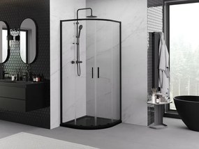 Mexen Exo-S Duo půlkruhový sprchový kout posuvný 90 x 90 cm, transparentní, černý - 8132-090-090-70-00