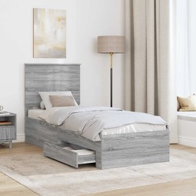Rám postele Šedý Sonoma a stříbrná 70 x 190 cm Kompozitní dřevo 3411373