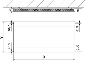 Mexen, Panelový radiátor Mexen Line CL11 300 x 1800 mm, boční připojení, 819 W, bílý - W411L-030-180-00
