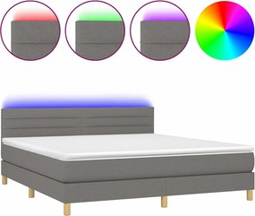 Box spring postel s matrací a LED tmavě šedá 160x200 cm textil 3133806