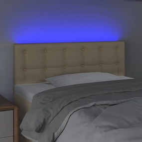 Čelo postele s LED krémové 80 x 5 x 78/88 cm textil 3122025