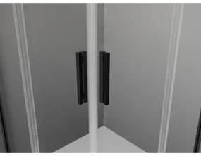 Mexen Exo, 2-křídlý ​​sprchový kout 100 x 100 cm, 6mm čiré sklo, černý profil, 8110-100-100-70-00