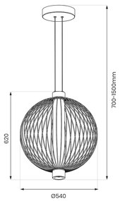 Závěsné svítidlo Kyoto, 1x černé drátěné stínítko, (fi 54cm), b