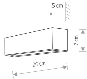 Nástěnné světlo Straight XS, šířka 26 cm, grafit