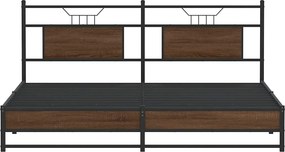 Kovový rám postele bez matrace hnědý dub 183 x 213 cm 3325132