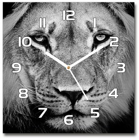 Wallmuralia Skleněné hodiny čtverec Portrét lva 30x30 cm