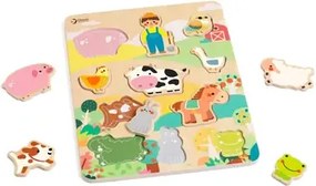 TEDDIES Dřevěná vkládačka Farma / 11 dílků / dřevo / 18m+