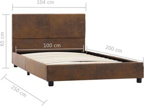 Rám postele hnědý umělá broušená kůže 100 x 200 cm 284781