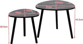 Velaco Set 2 konferenčních stolků TIG-4 54, imitace černého mramoru/černá