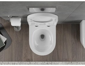 Mexen Rico, závěsná WC mísa 490x360x370 mm, Rimless Tornádo + WC sedátko z duroplastu, bílá lesklá, 30720200T