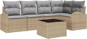 Sada zahradních pohovek 6 ks Beige a světle šedá polyratan 3354719