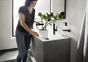 Hansgrohe Finoris, umyvadlová baterie 230, s výpustí Push-Open a výsuvnou sprškou, EcoSmart, černá matná, 76063670