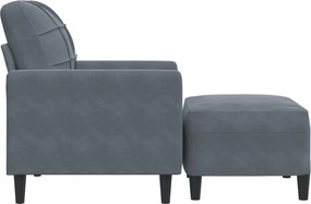 Křeslo s podnožkou tmavě šedé 60 cm samet 3278258