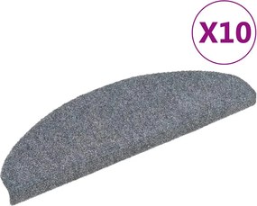 Schodové rohože samolepicí 10 ks 65 x 21 x 4 cm světle šedé, půlkulaté, velké 149705