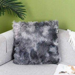 Moderní povlak na polštářek s dlouhým chlupem v batikovaném vzhledu Barva: Tmavě šedá